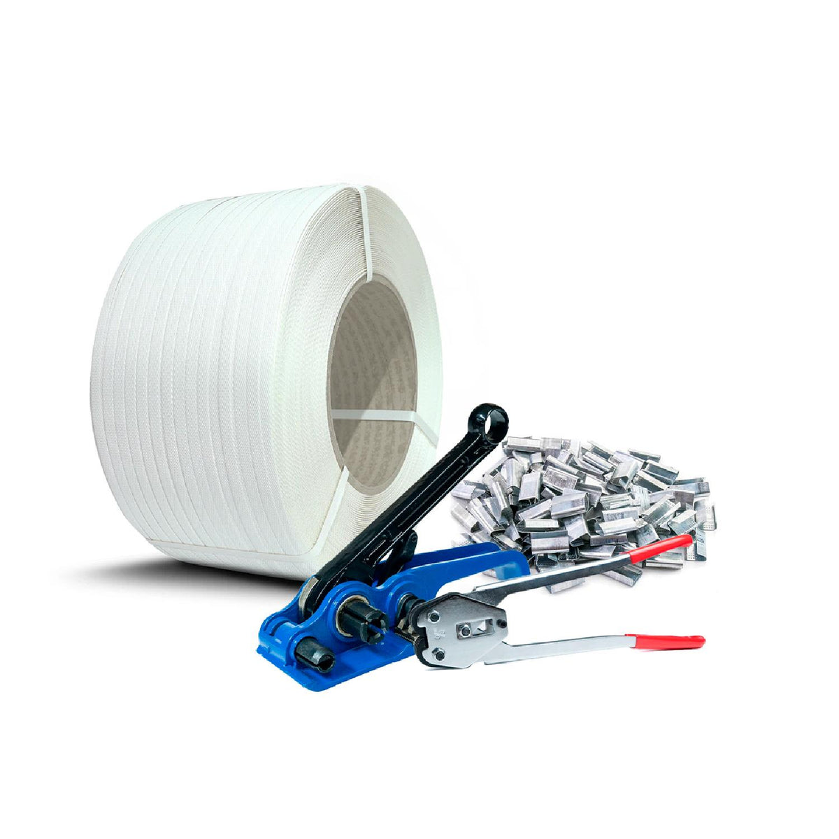 Zuncho Plástico PP 1/2" 12mm*0,8mm*2.500m + Kit Enzunchador – Pack ...